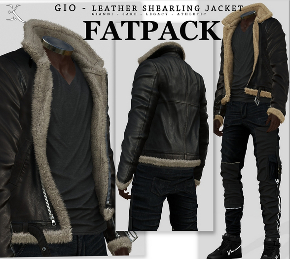 Second Life Marketplace - E.K - GIO - Leather Shearling Jacket - FATPACK {ADD - ME }